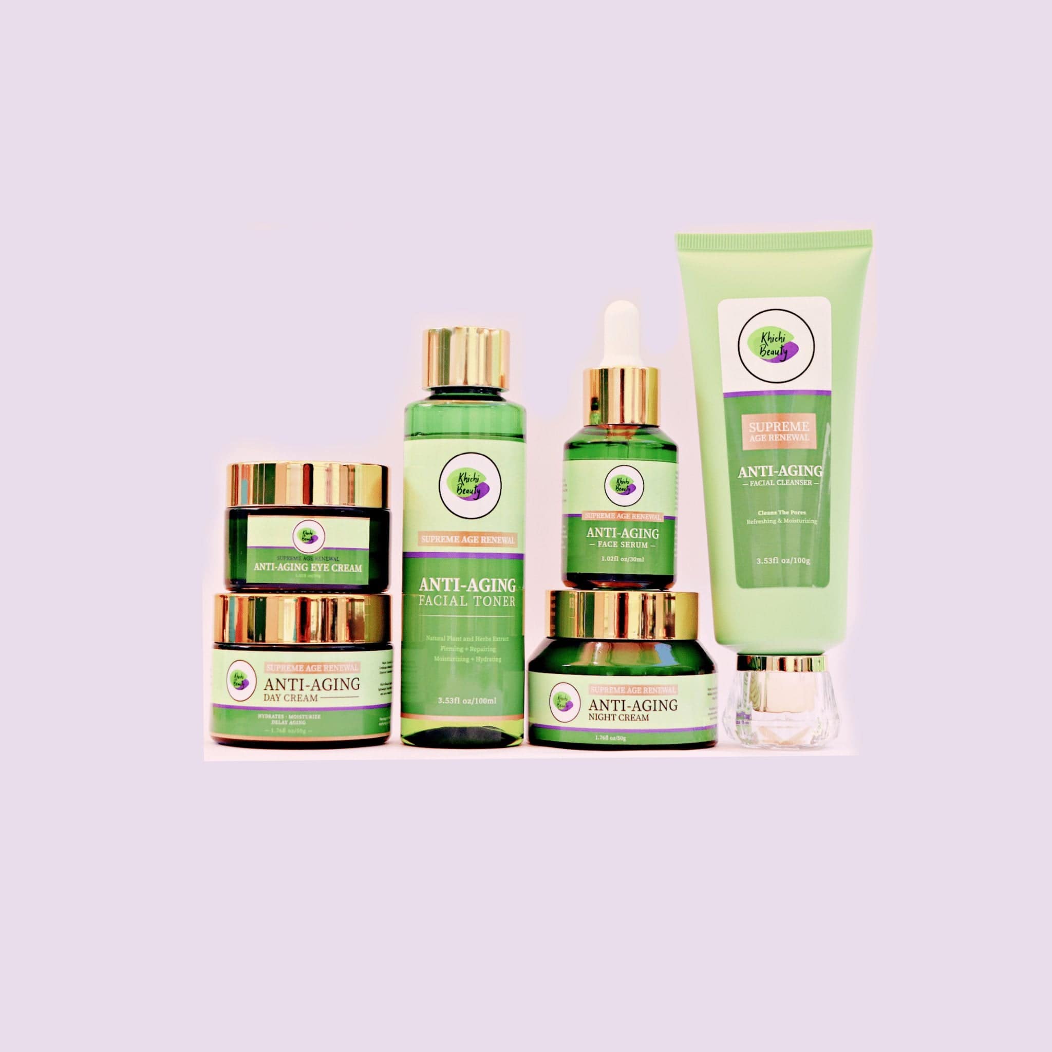 Khichi Beauty 6 pc Supreme Age Renewal Anti-Aging Skincare Set.